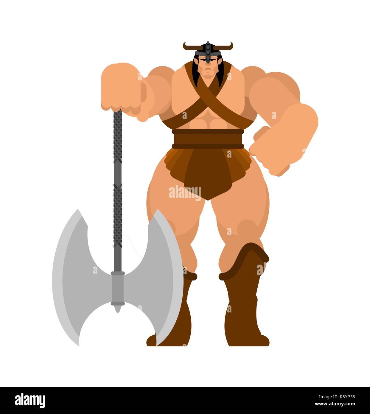 Barbarian with Ax. Strong Warrior with weapons Big blade. berserk ...