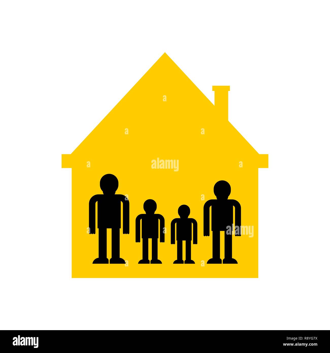Family in home symbol. kind in house sign icon. Parents and children ...