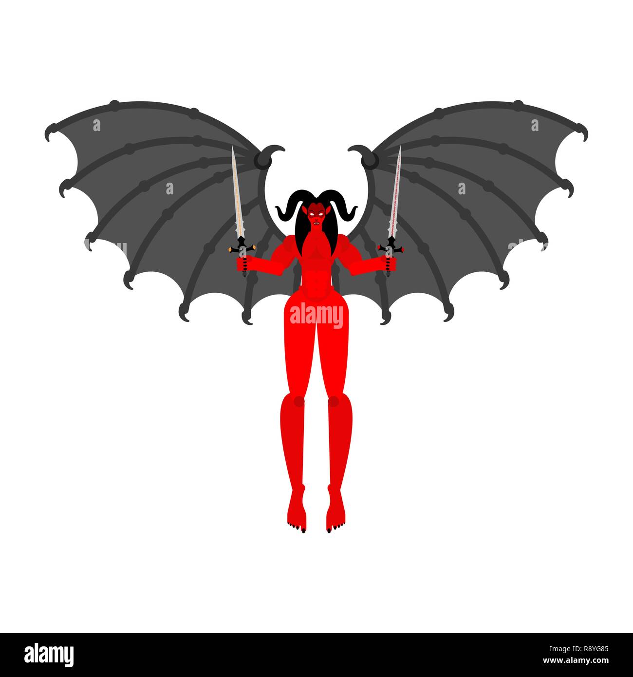 Female demon Warrior with sword. Strong Woman devil. berserk Succubus red. lady satan. Hell ...