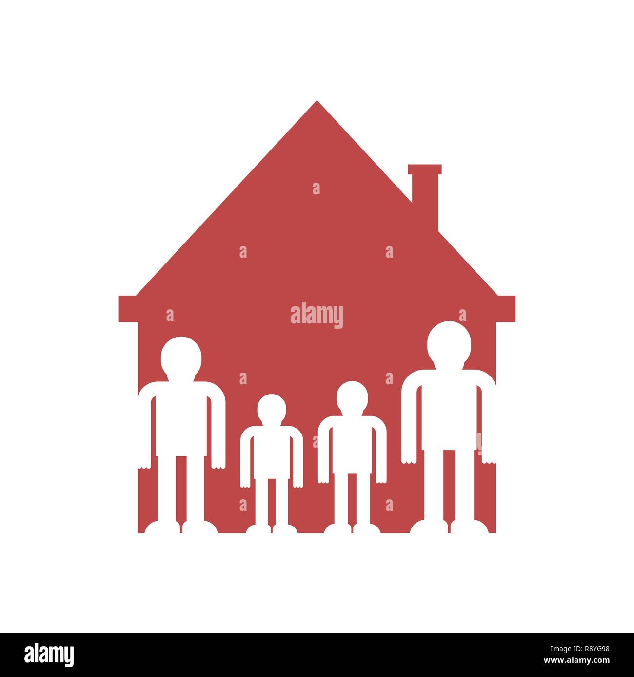 Family in home symbol. kind in house sign icon. Parents and children ...