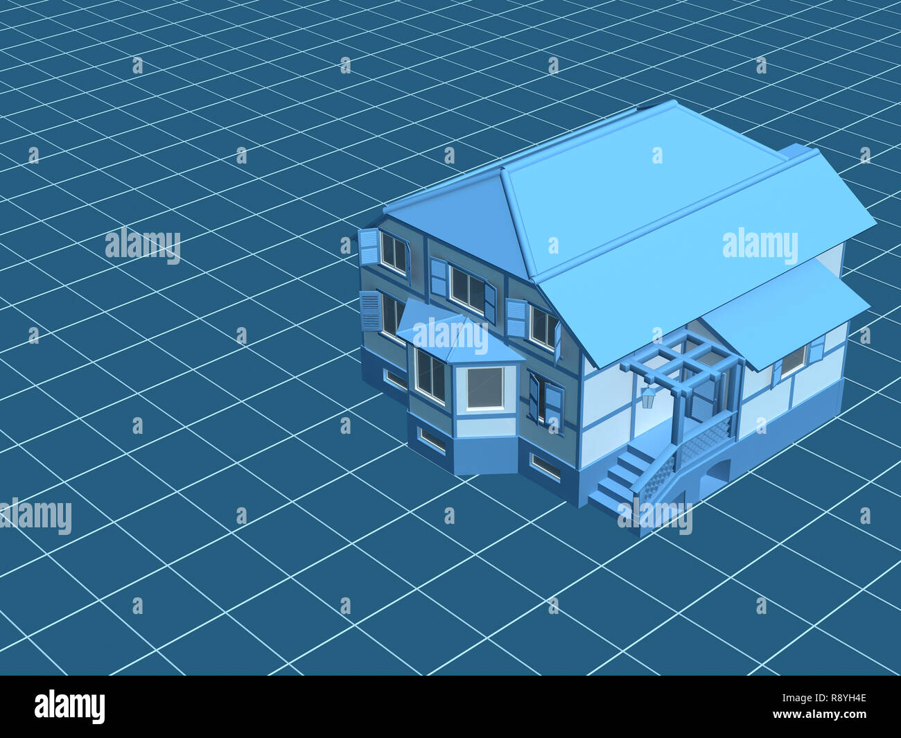 3d model the house, worth on a digital surface Stock Photo - Alamy