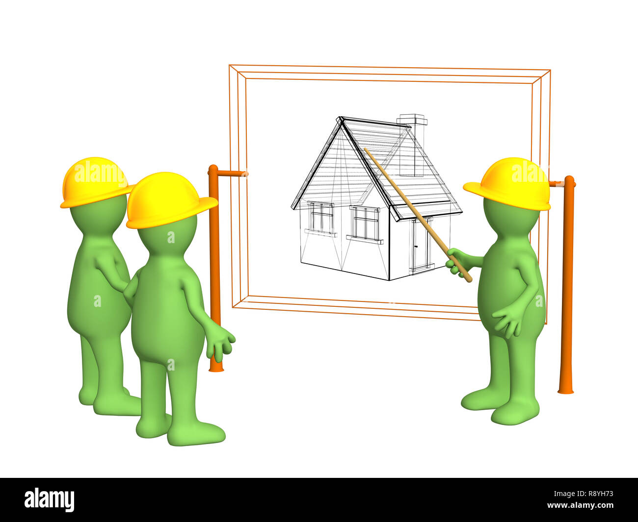 Builders - puppet, discussing the project of a building. Objects over ...