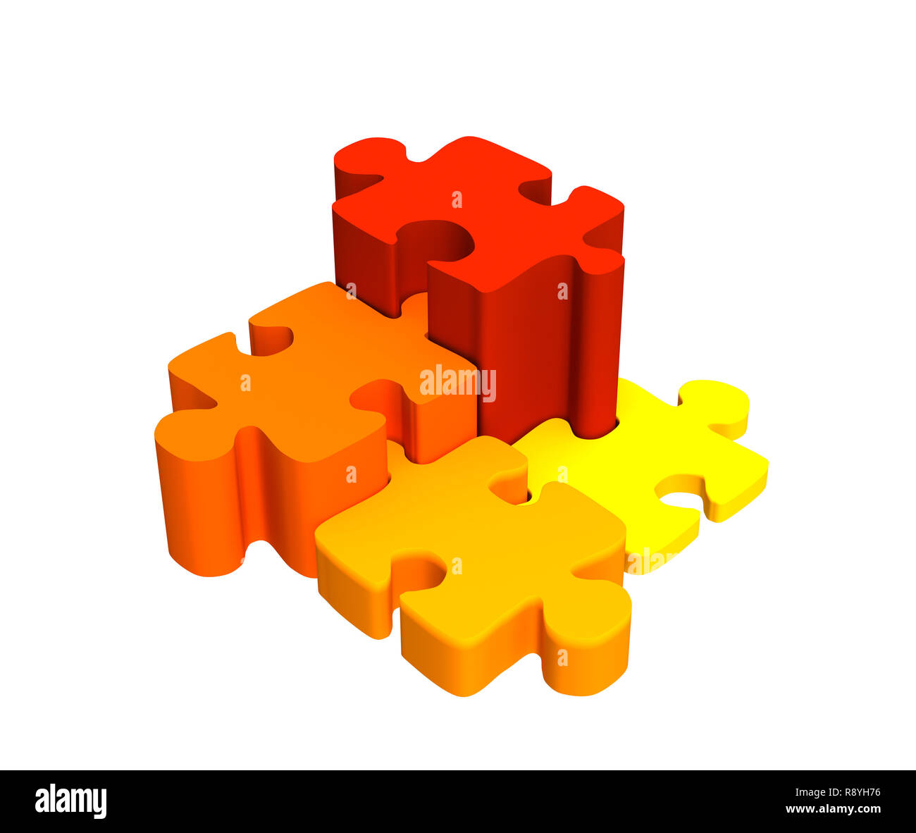 Four bright pieces of the puzzle, combined by a ladder. Objects over ...
