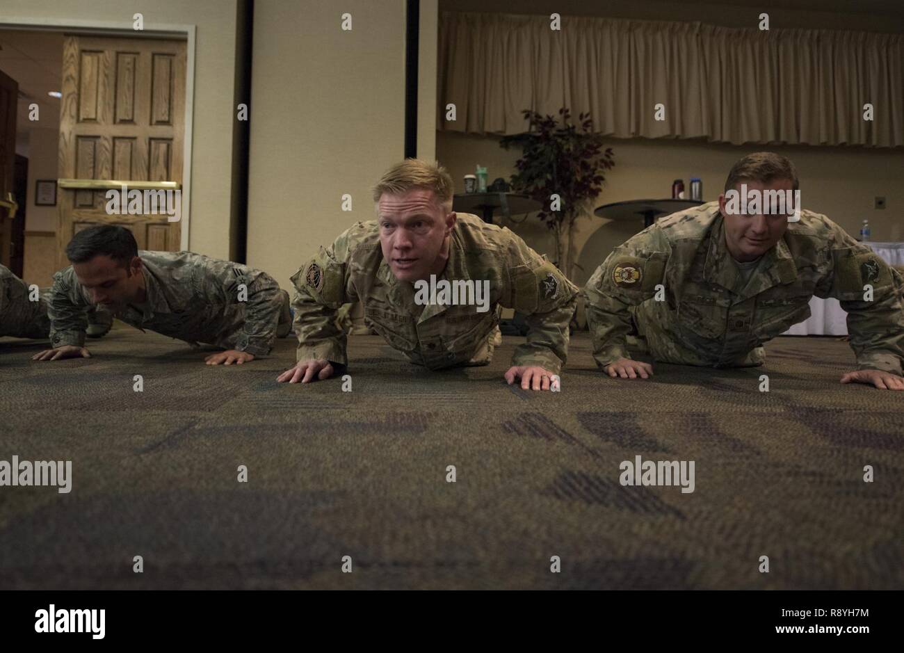 Airmen from the 38th Rescue Squadron perform ceremonial push-ups, March ...