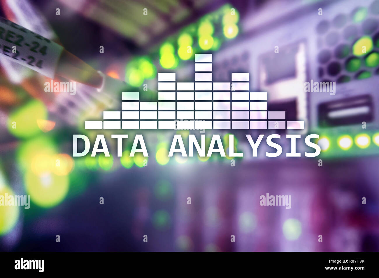 Big Data analysis text on server room background. Internet and modern ...