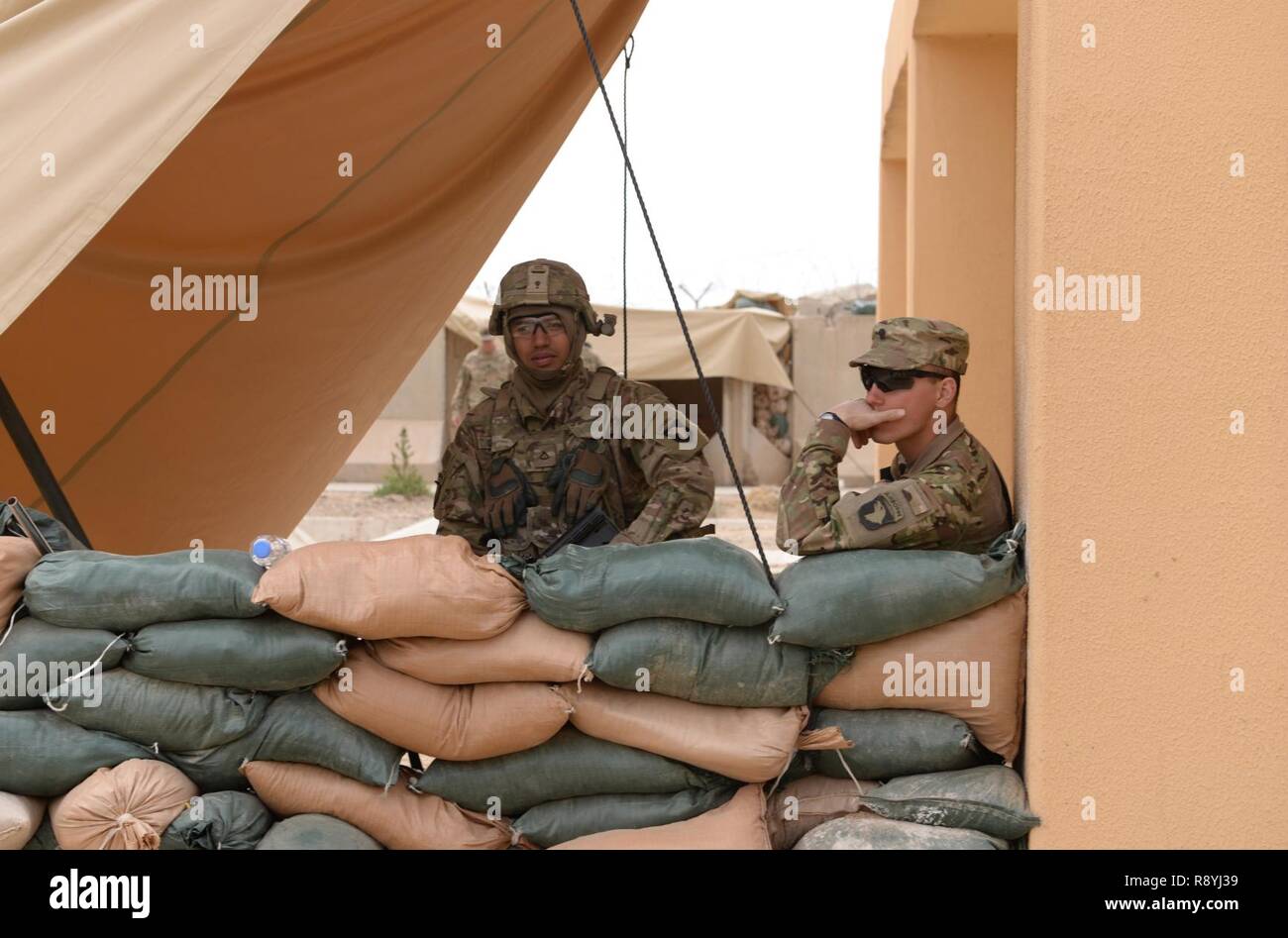 Two soldiers from Task Force Forge provide security near Bost airfield ...
