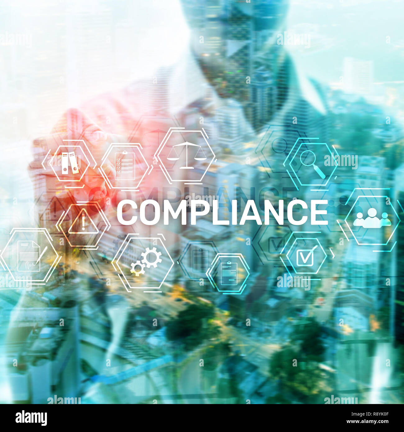 Compliance diagram with icons. Business concept on abstract background ...