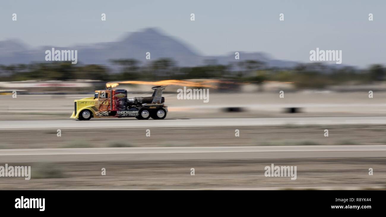 The Shockwave Jet Truck makes a high speed pass during the 2017 Yuma ...