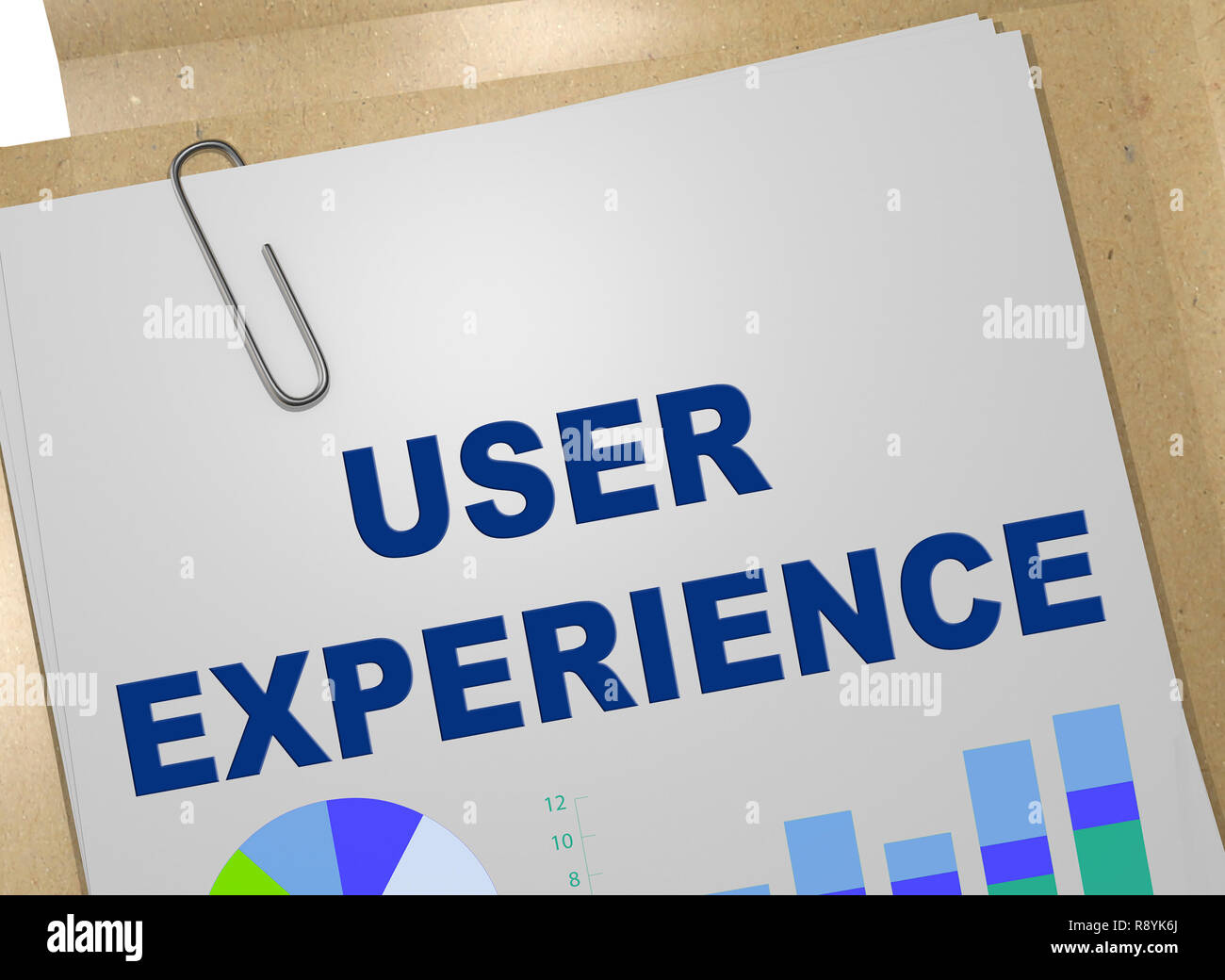 3D illustration of USER EXPERIENCE title on business document Stock ...