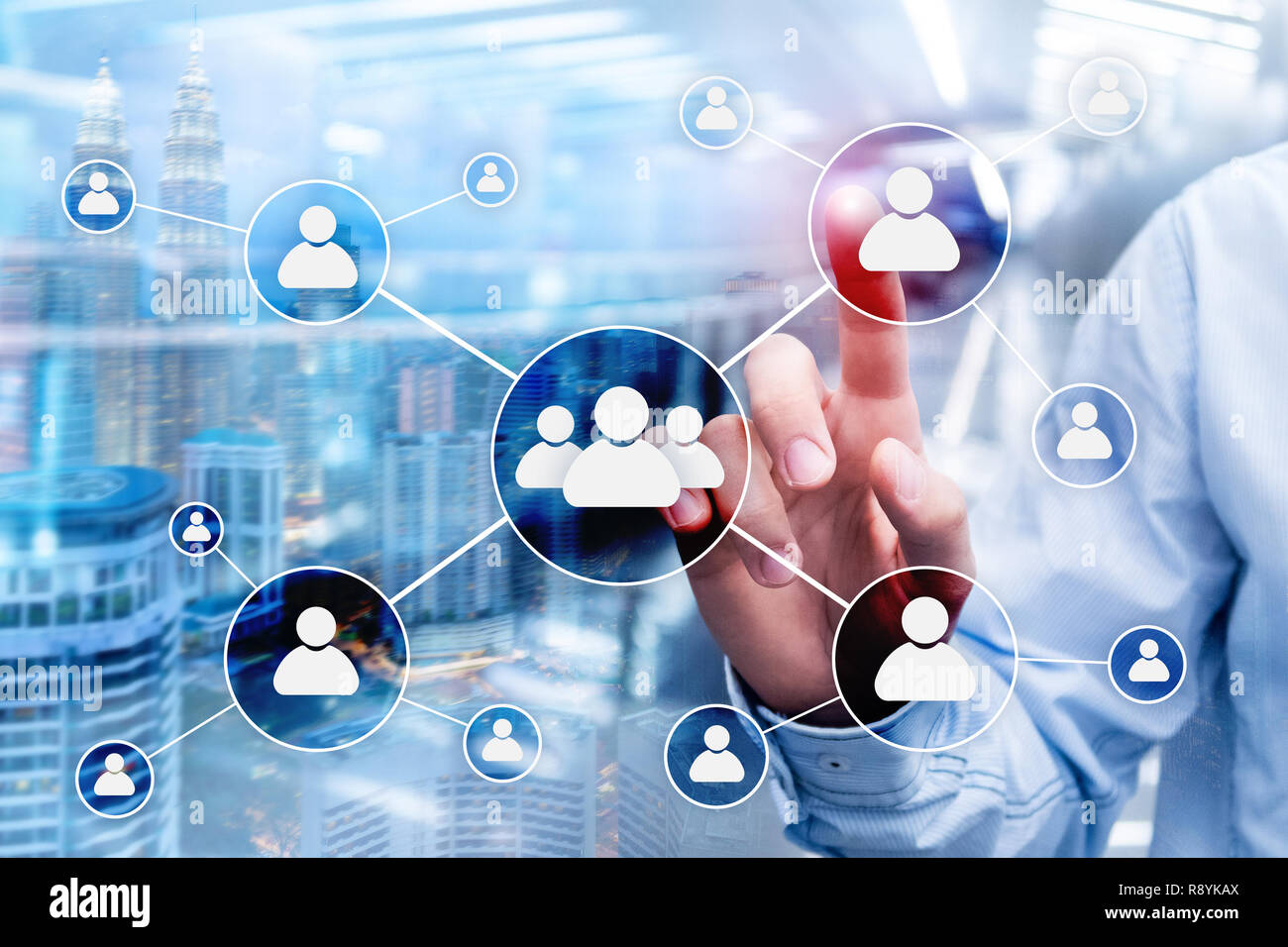 HR - Human resources management concept on blurred business center ...