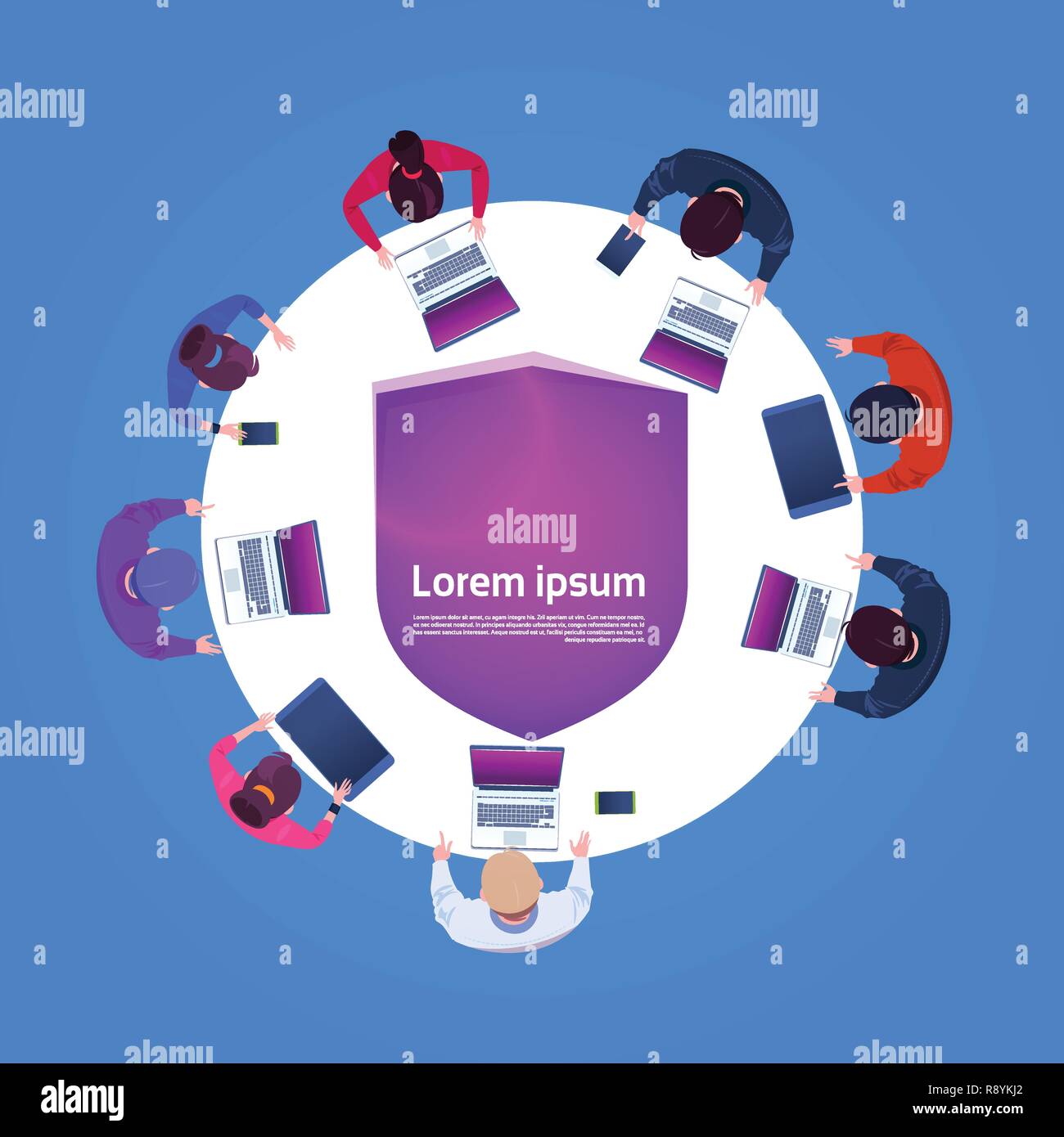 Data Protection Concept Business People Team Working On Laptop ...