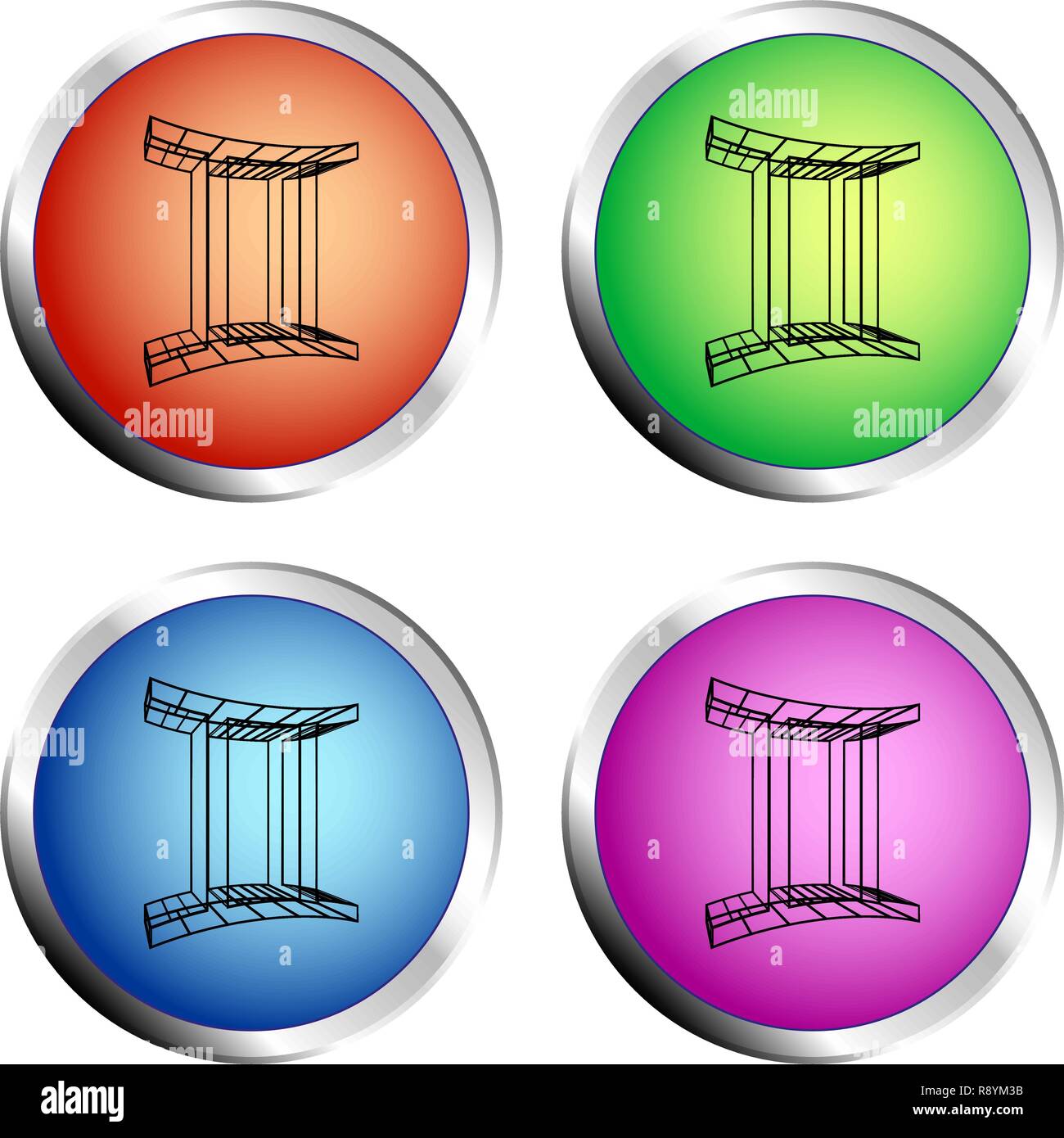 ZODIAC GEMINI ICON colored circle push button Set - Vector illustration ...