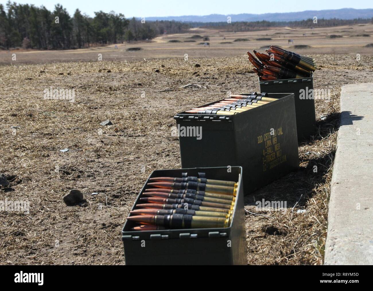 Ammunition sits on the ground qualification range before being loaded ...