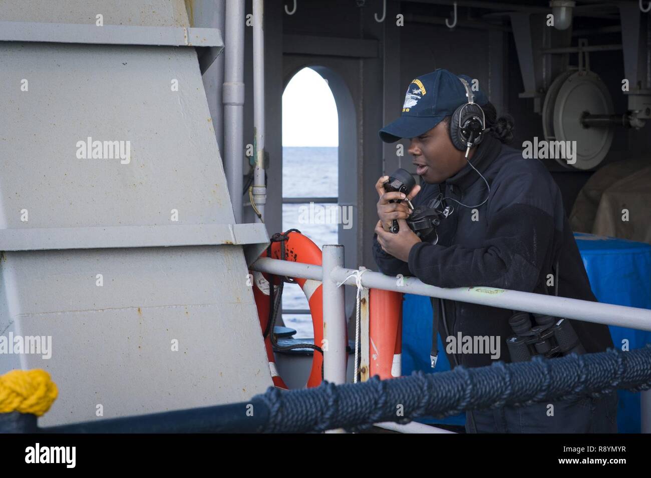 ATLANTIC OCEAN (March 20, 2017) Seaman Ariana Prather stands port life ...