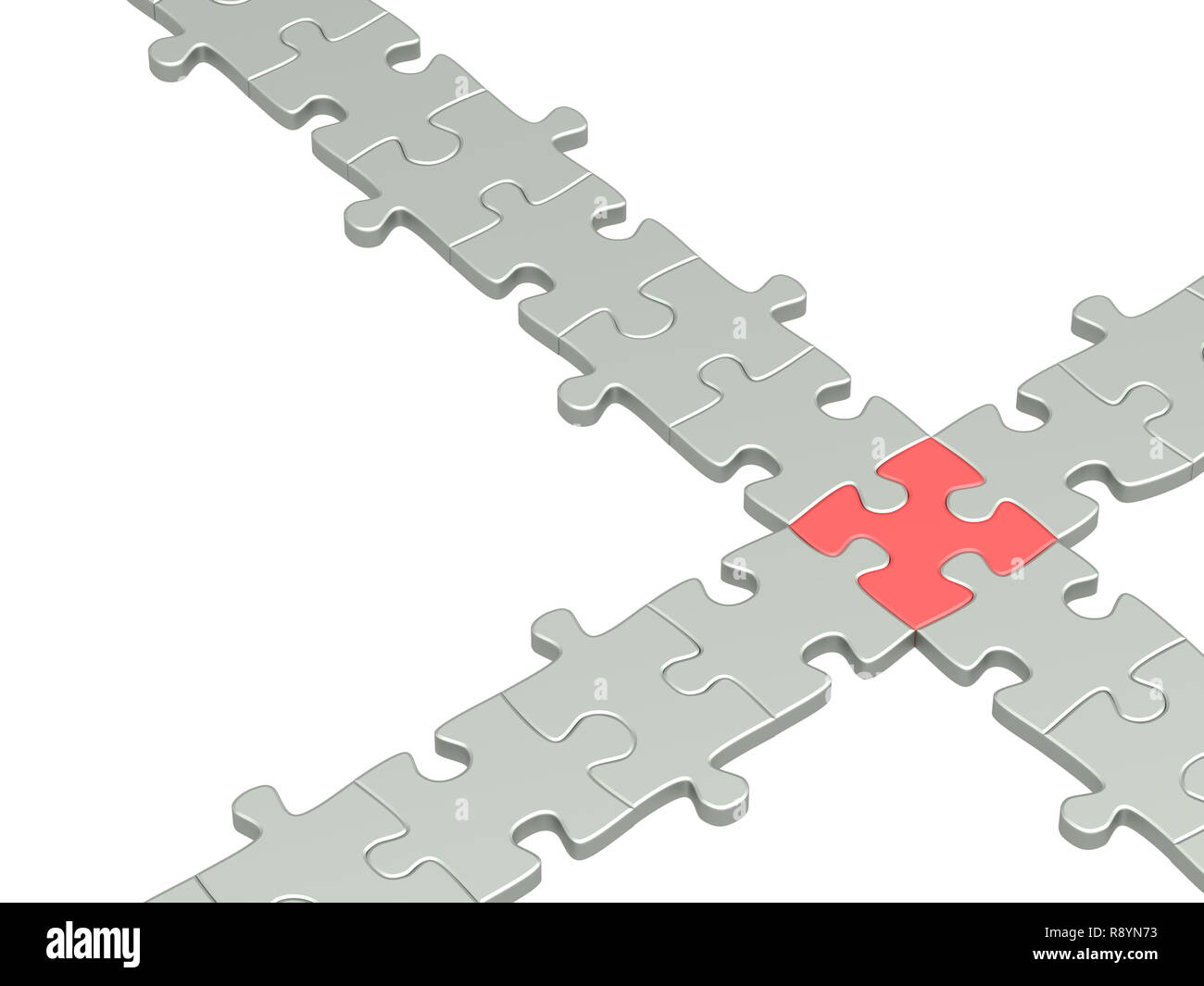Pieces of a puzzle combined together. Objects over white Stock Photo ...