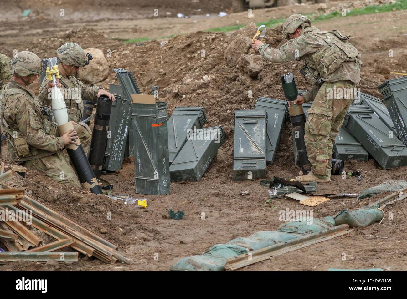 U.S. Army mortarmen, deployed in support of Combined Joint Task Force ...