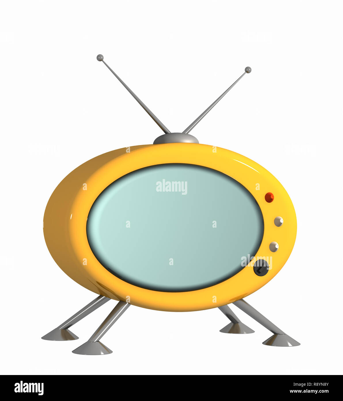3d stylized model of a retro of the television. Object over white Stock ...