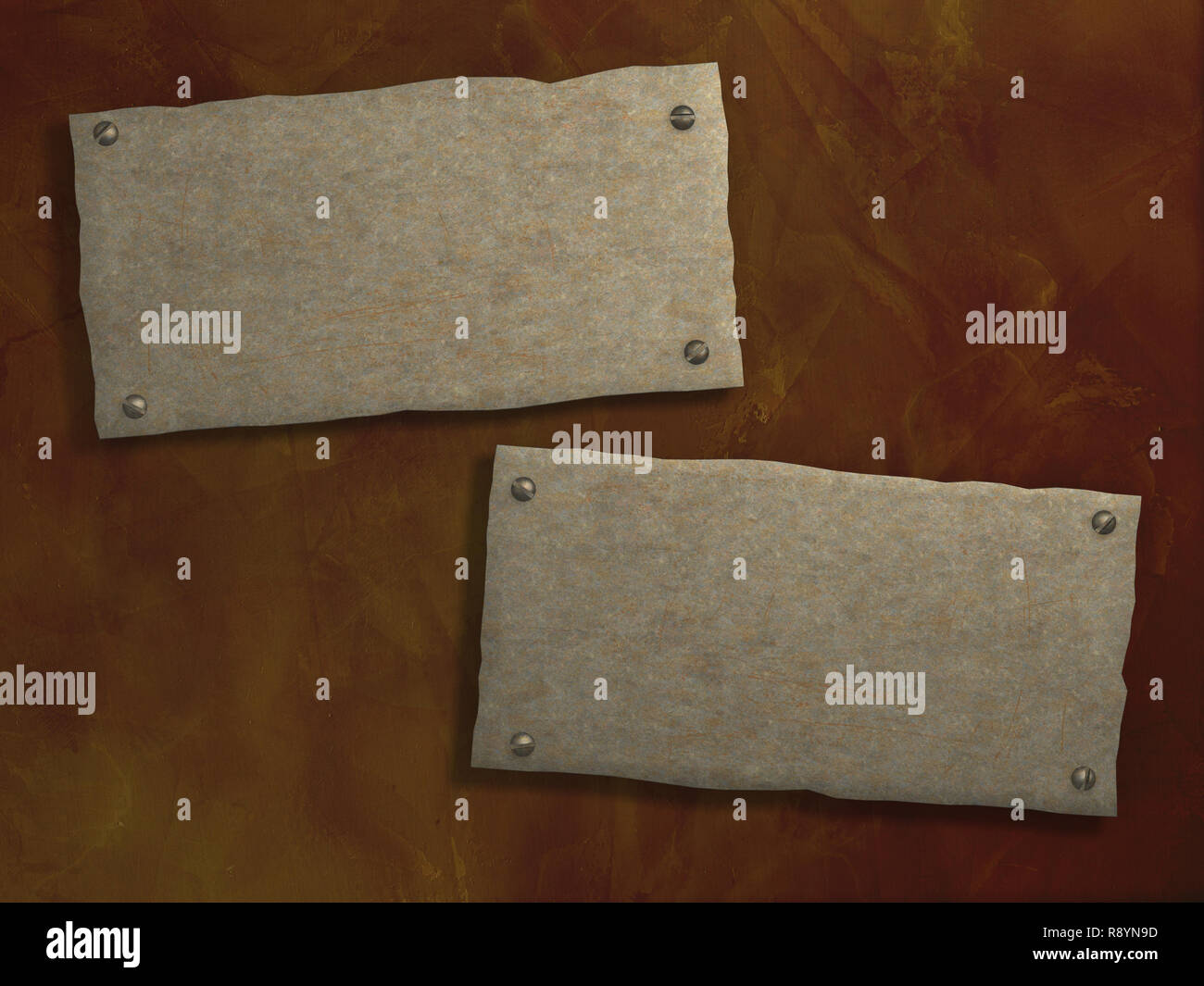 Grunge background with two 3d metal tablets Stock Photo - Alamy