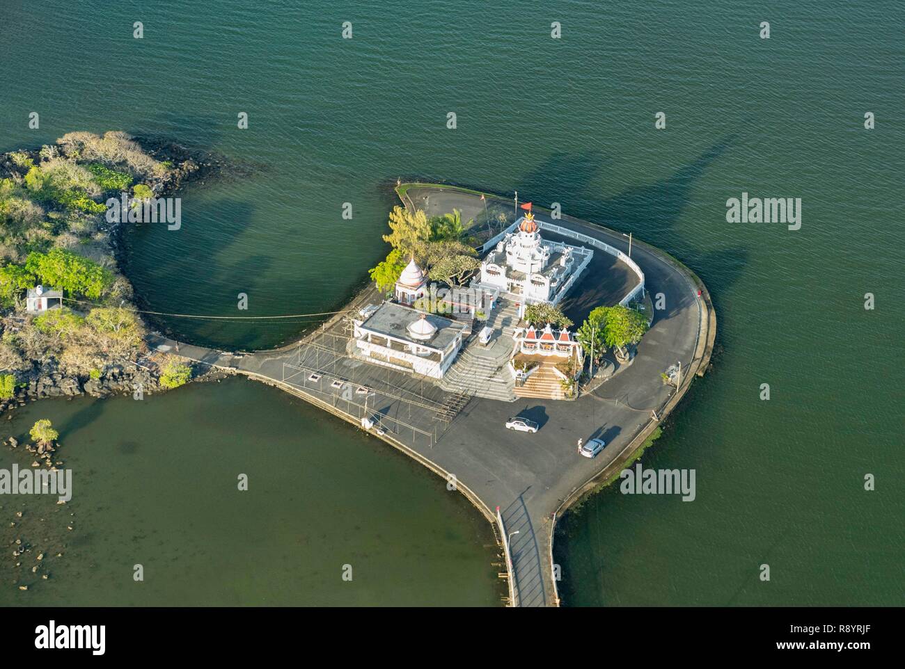 Mauritius, Flacq district, Poste de Flacq, hindu temple (aerial view ...