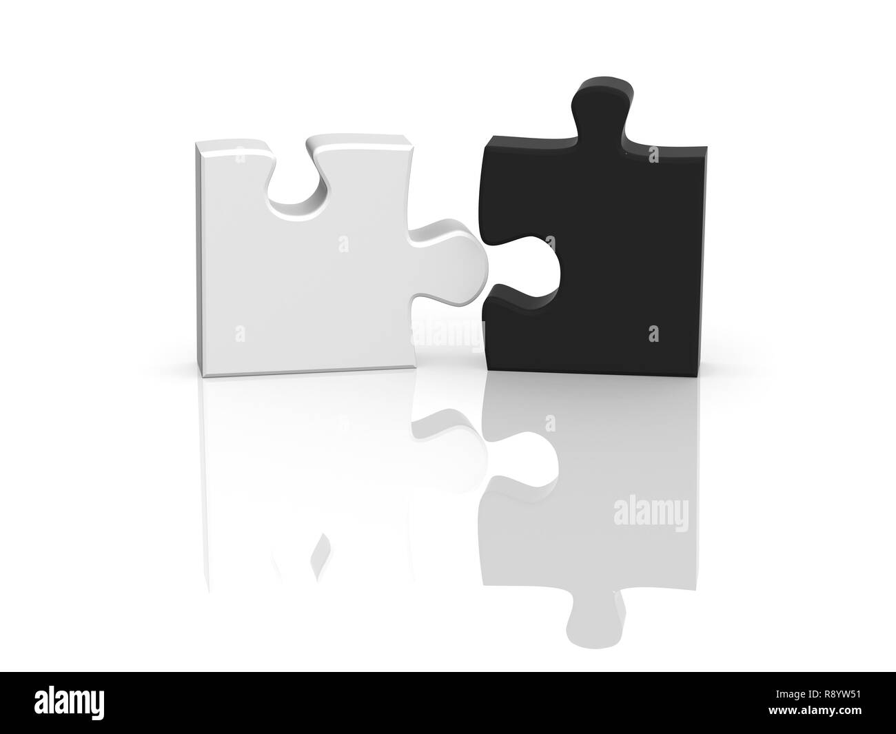 Two parts of a puzzle. Object over white Stock Photo - Alamy