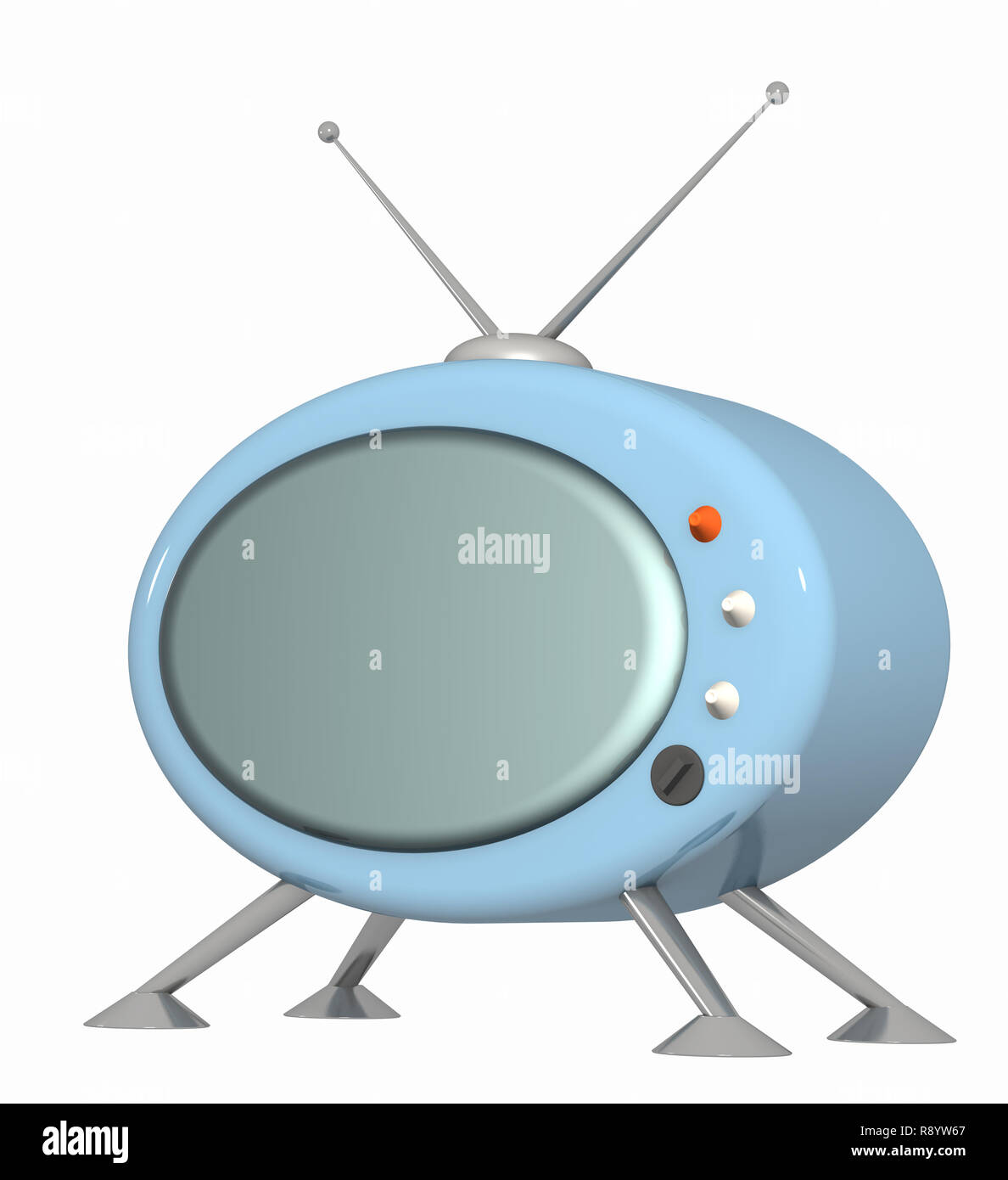 3d stylized model of a retro of the television. Object over white Stock ...