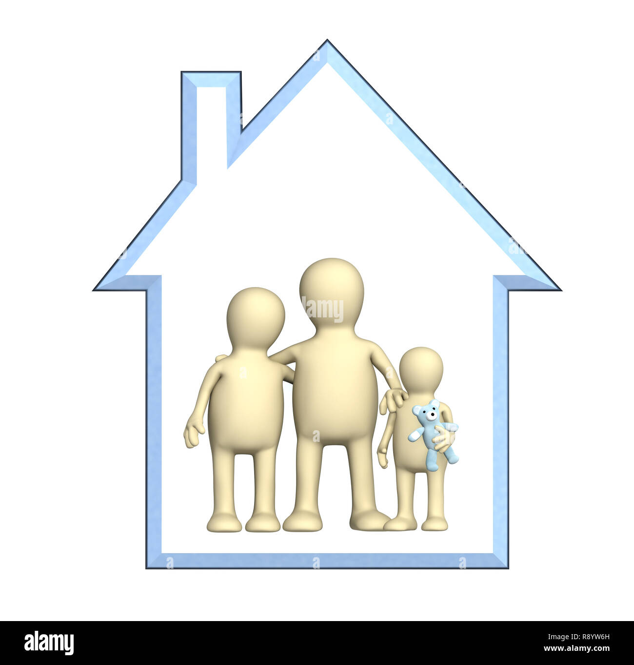 Happy family in the house. Object over white Stock Photo - Alamy