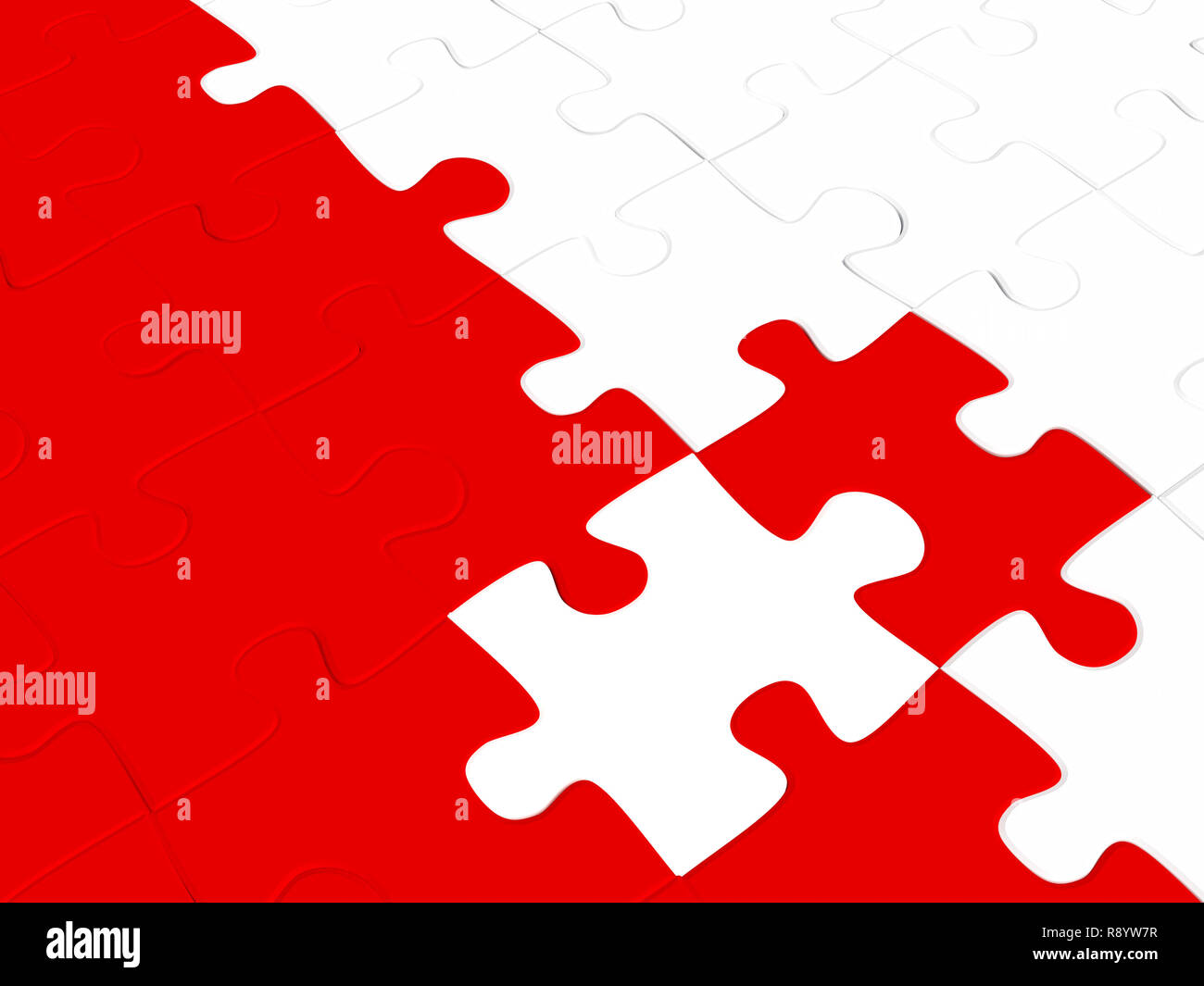 3d puzzles of red and white color Stock Photo - Alamy