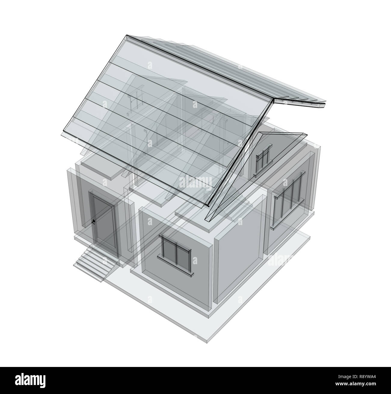3d sketch of a house. Object over white Stock Photo - Alamy
