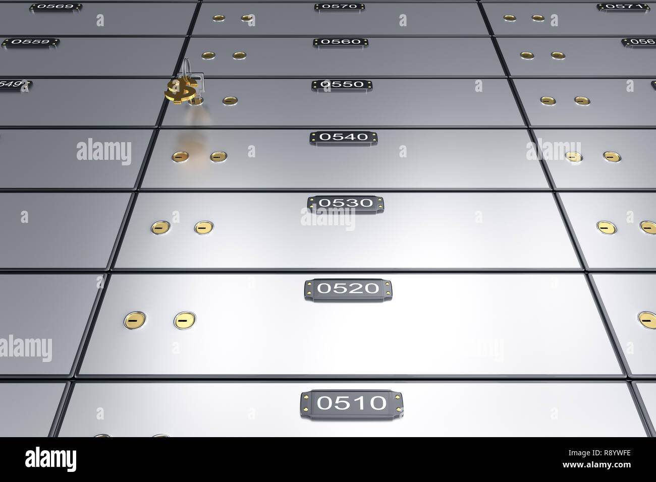 3D deposit boxes with key. Safe lockers Stock Photo - Alamy