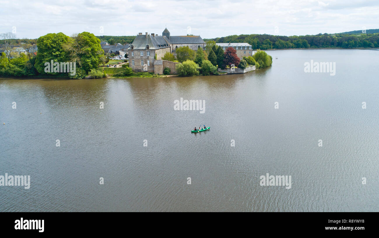 Paimpont (Brittany, north-western France): canoeing on the pond and ...