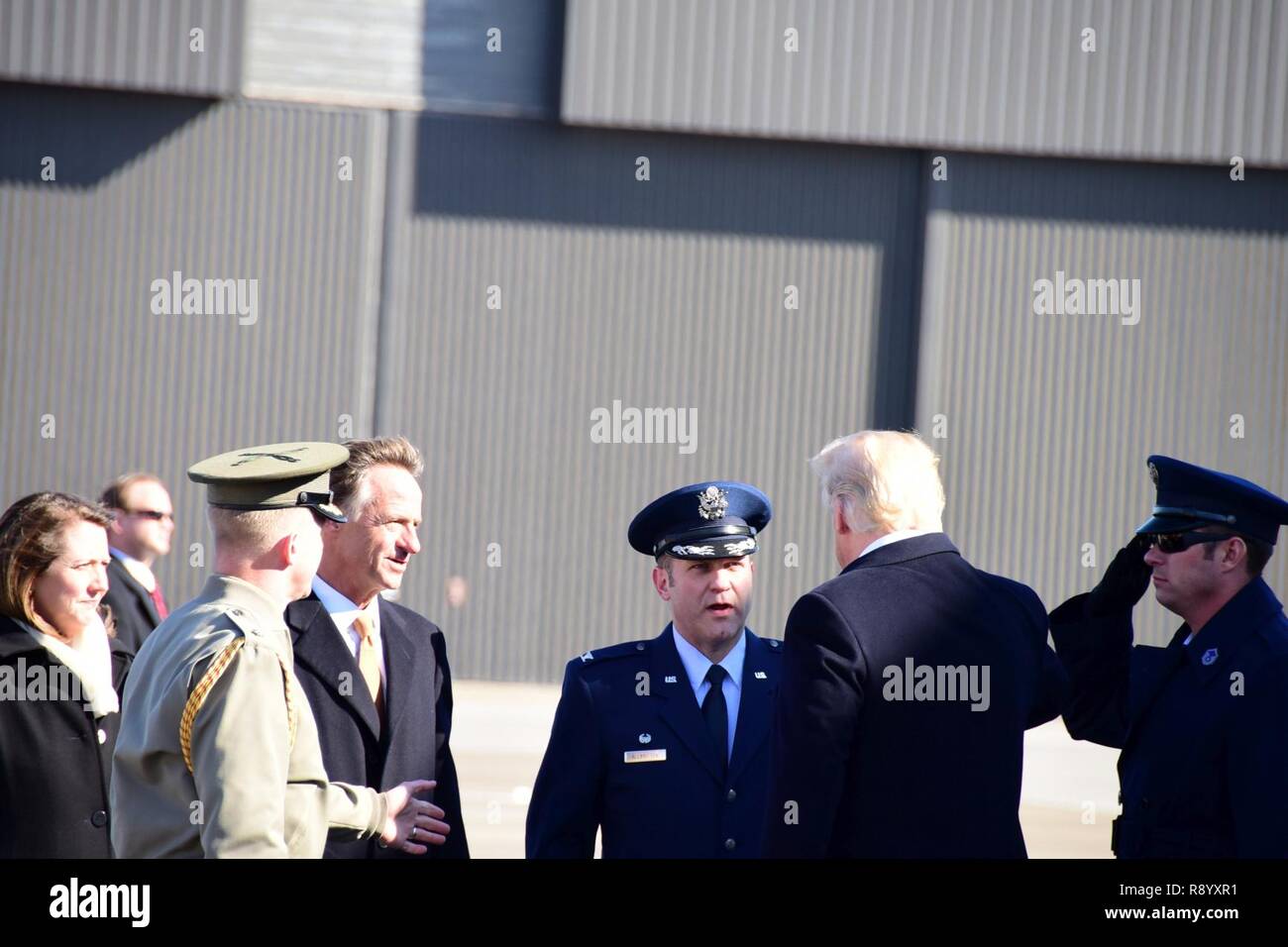 President Donald Trump greets Tennessee Governor Bill Haslam and Col ...