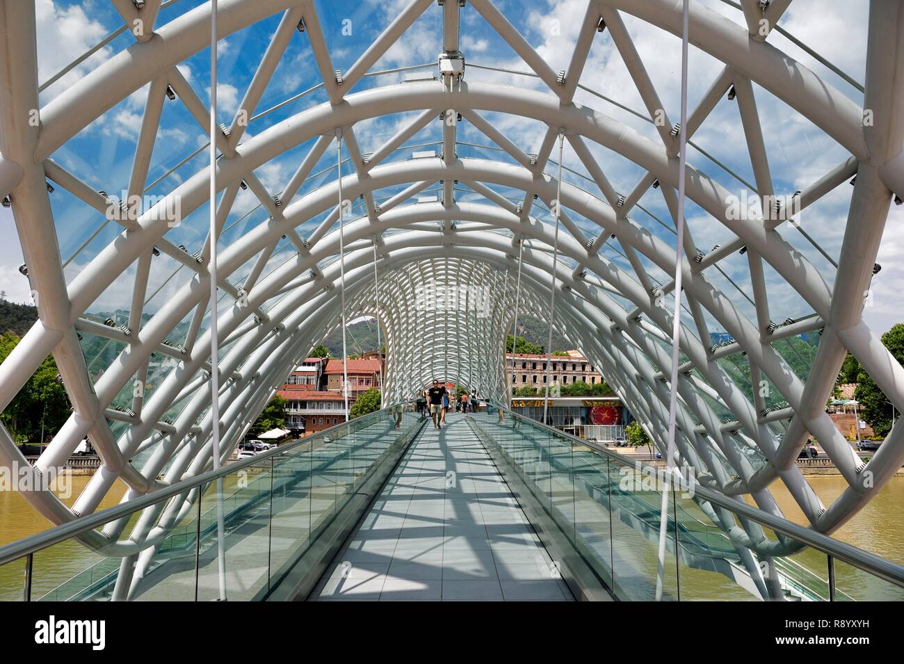 Georgia, Tbilisi, Old City, Mtkvari river, Peace Bridge Stock Photo - Alamy
