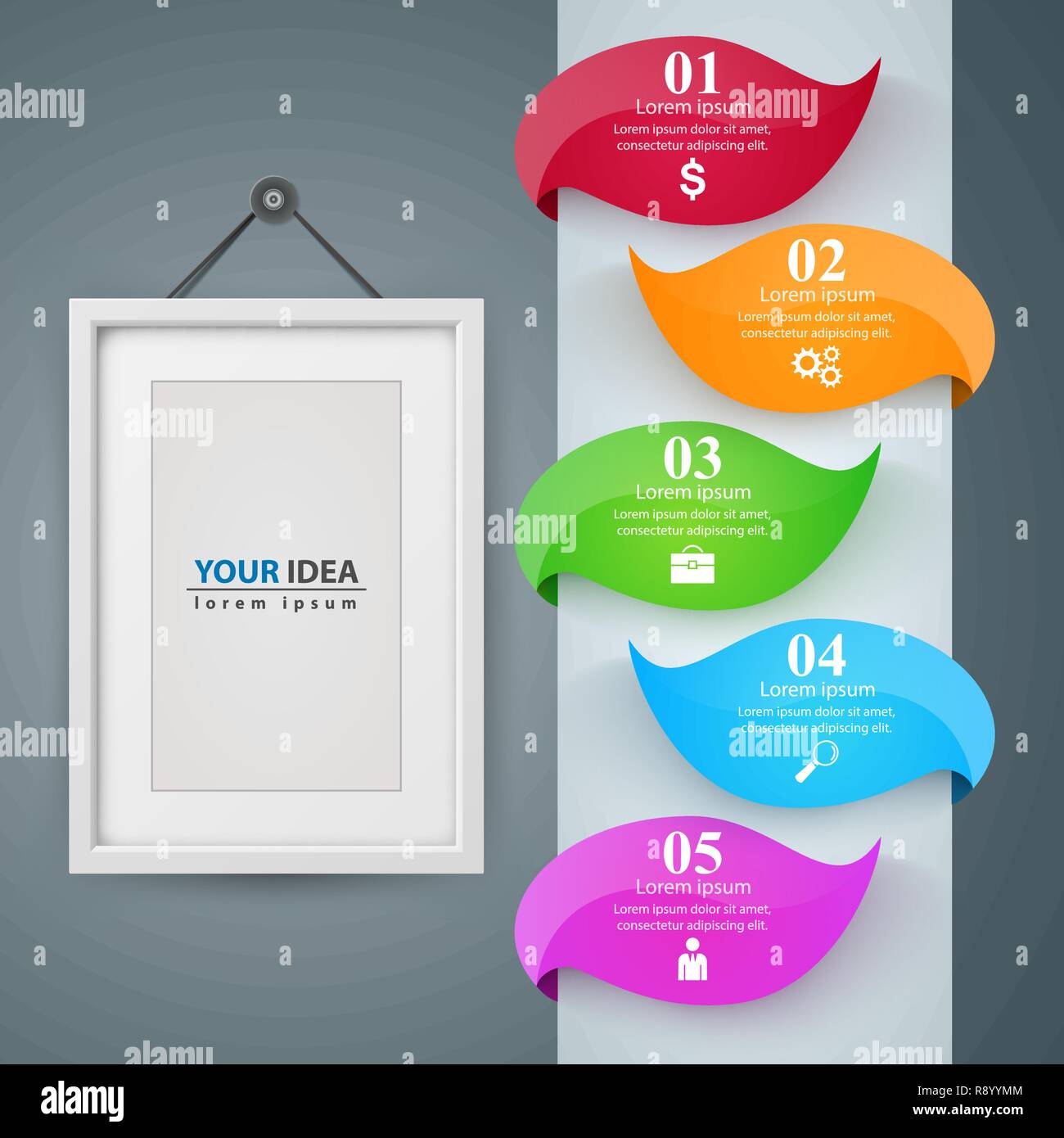 Frame, paper business infographic. Five items Stock Vector Image & Art ...