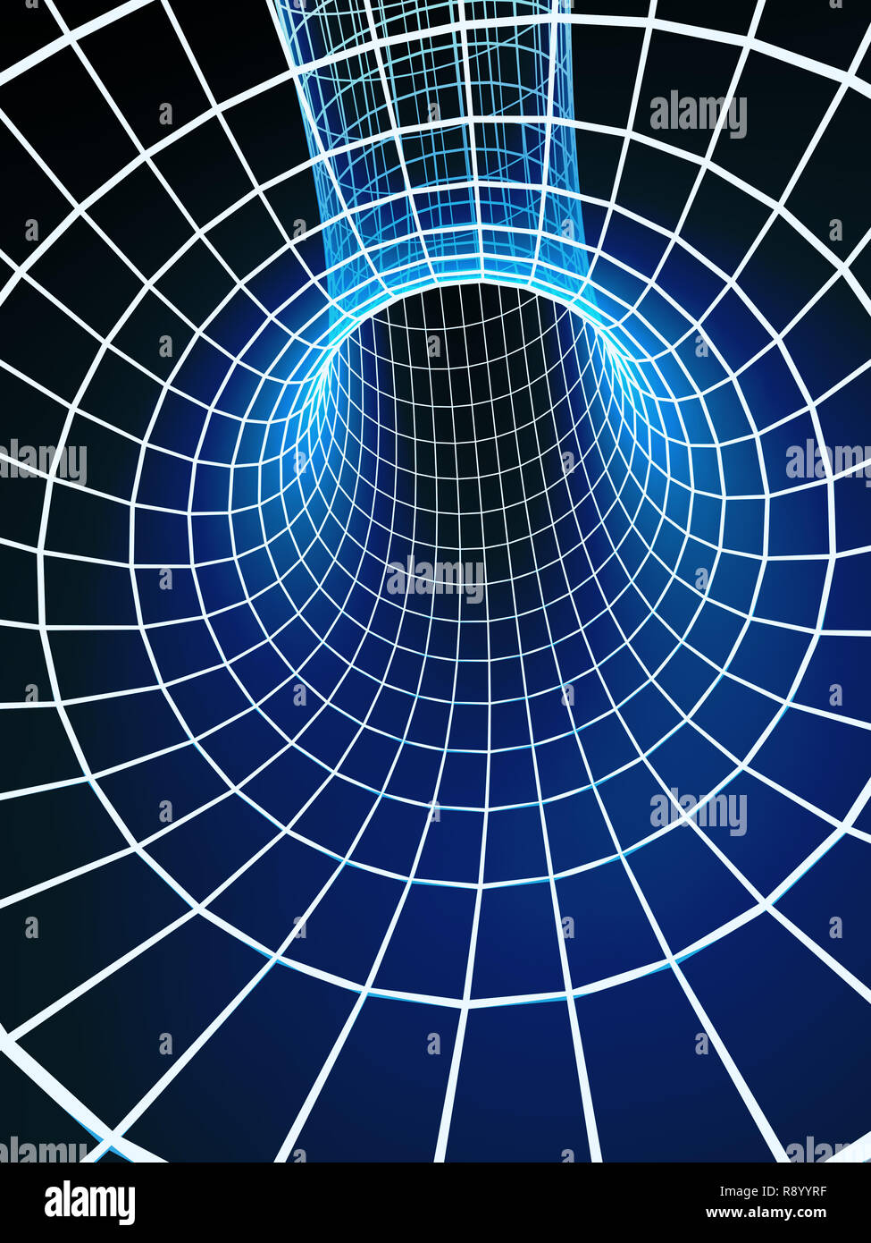 The blue abstract 3d tunnel from a grid Stock Photo - Alamy