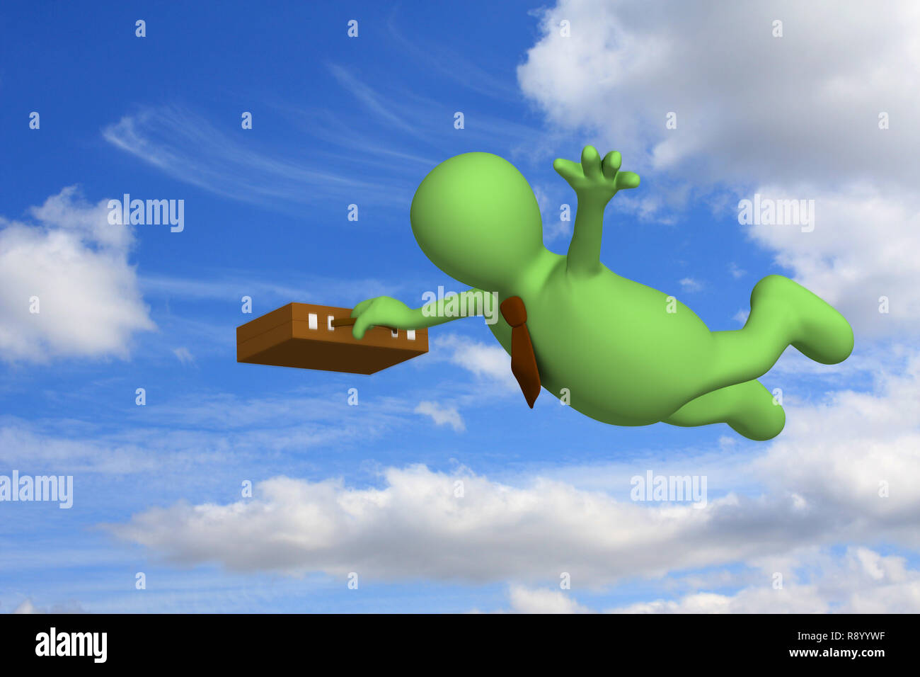 Puppet - businessman flying on a background of clouds Stock Photo - Alamy