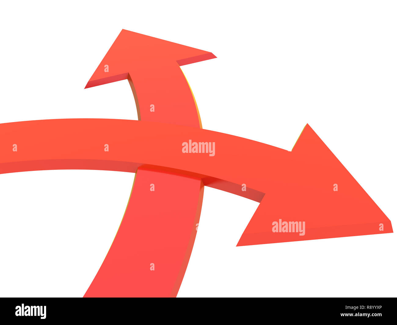 Two bound arrows specifying different directions Stock Photo - Alamy