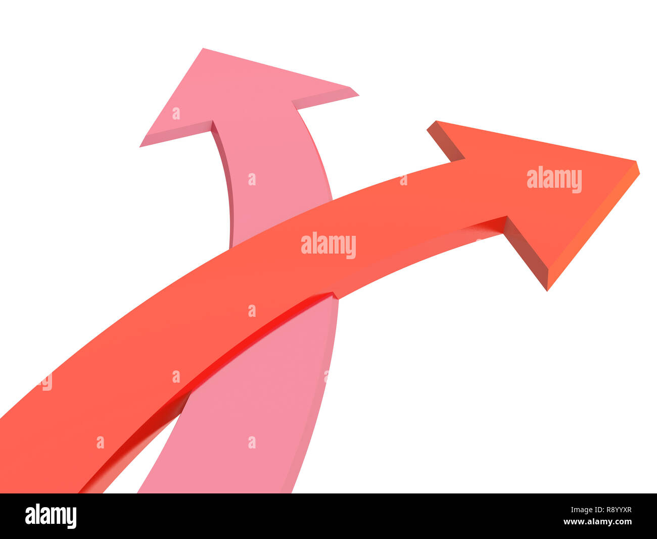 Two bound arrows specifying different directions Stock Photo - Alamy