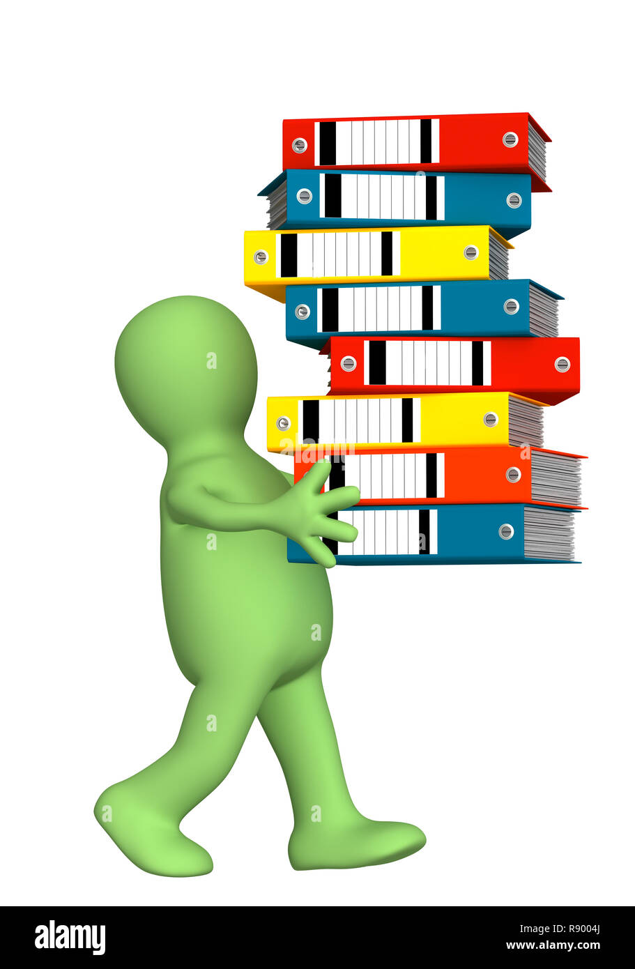 3d puppet, carrying folders with documents Stock Photo - Alamy
