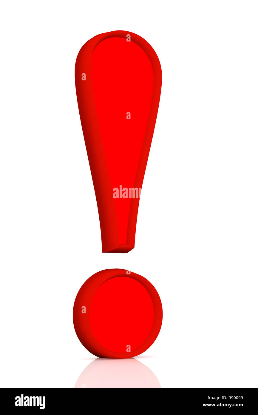 Exclamation mark of red color - objects over white Stock Photo - Alamy