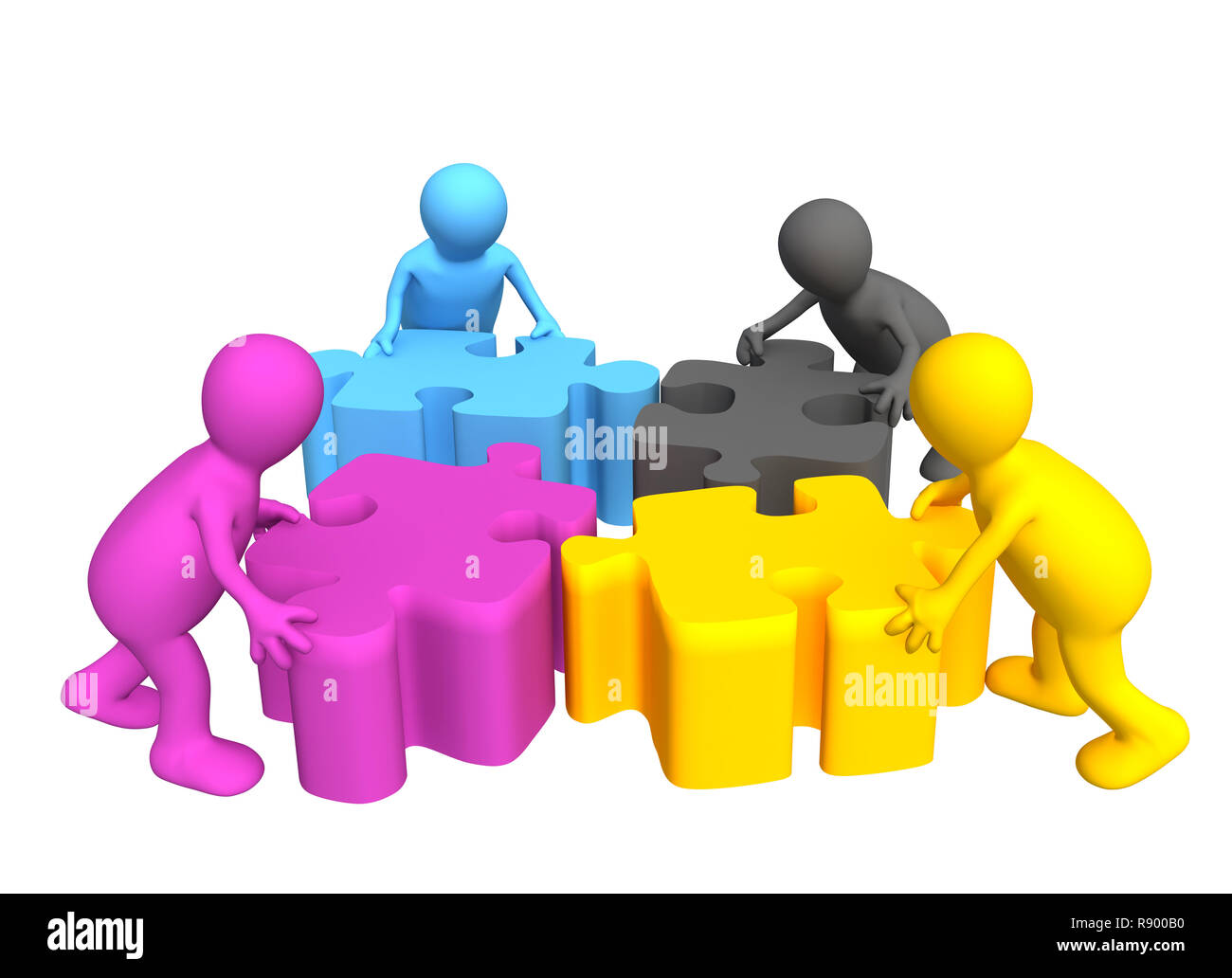 Team of four puppets - palette CMYK Stock Photo - Alamy