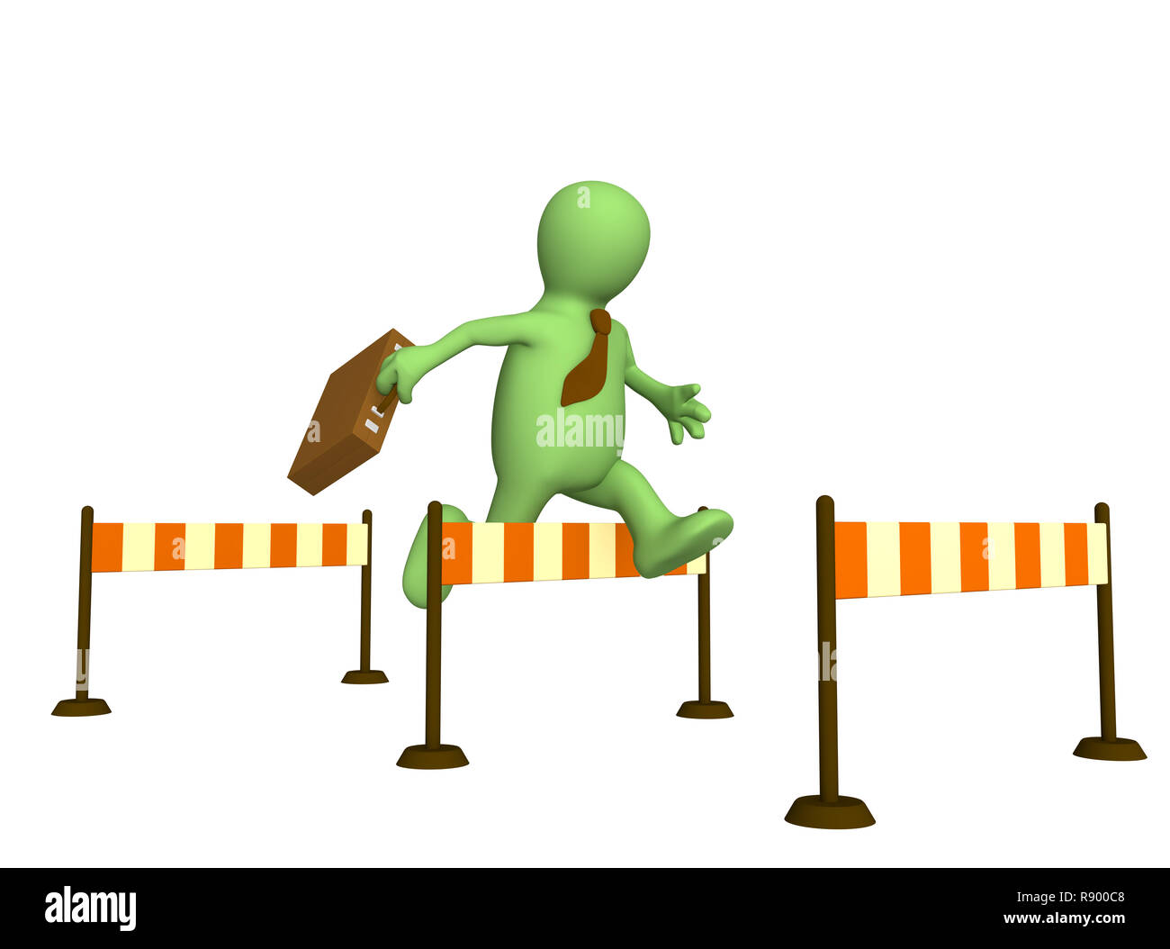 3d businessman - puppet, jumping through a barrier Stock Photo - Alamy