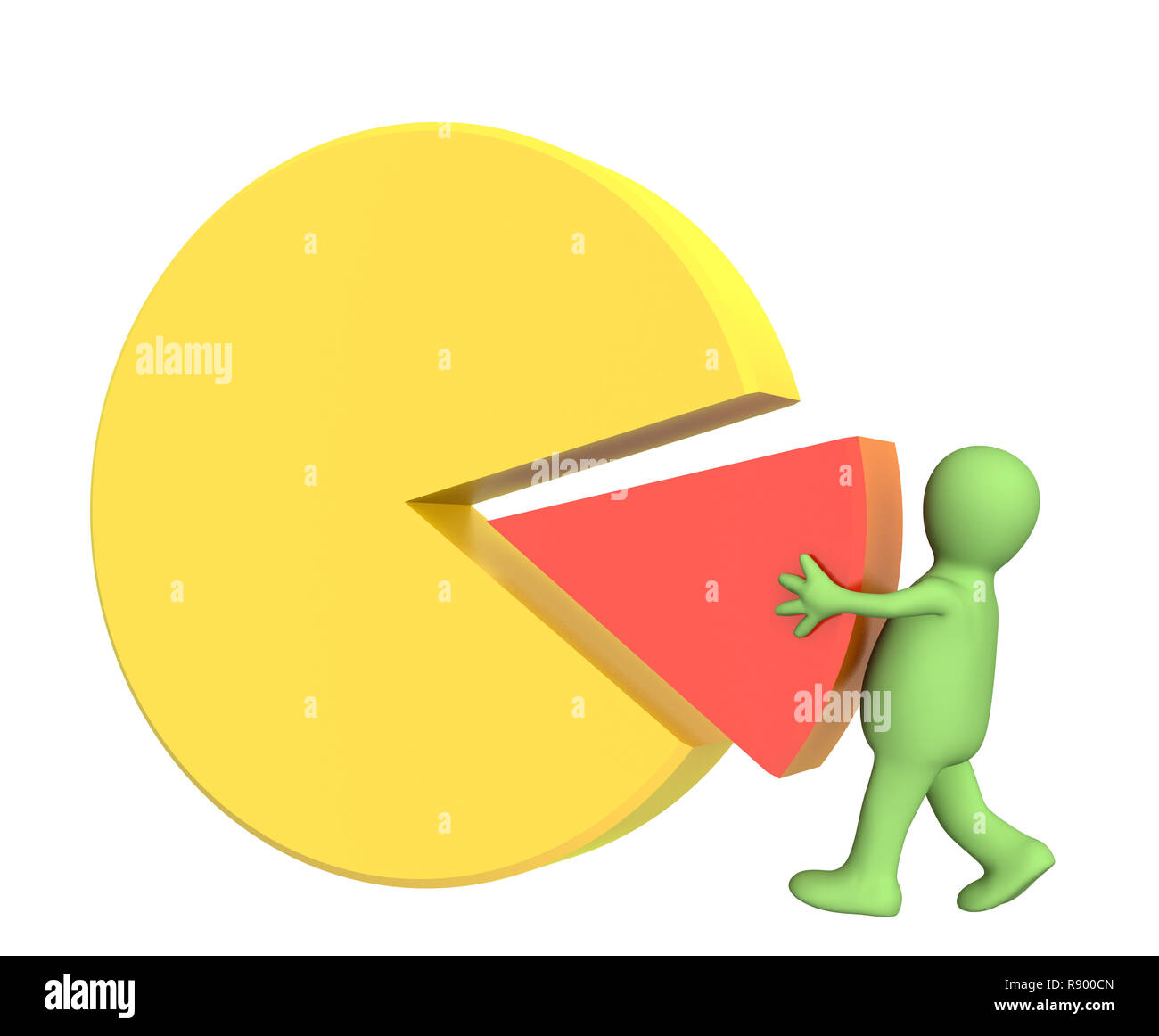 3d puppet, making the round diagram. Over white Stock Photo - Alamy