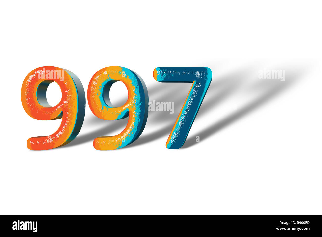 3D Number 997 nine hundred ninety seven lively colours Stock Photo - Alamy