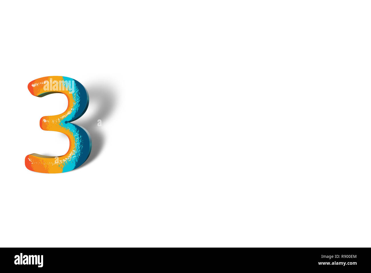3D Number 3 three lively colours Stock Photo - Alamy