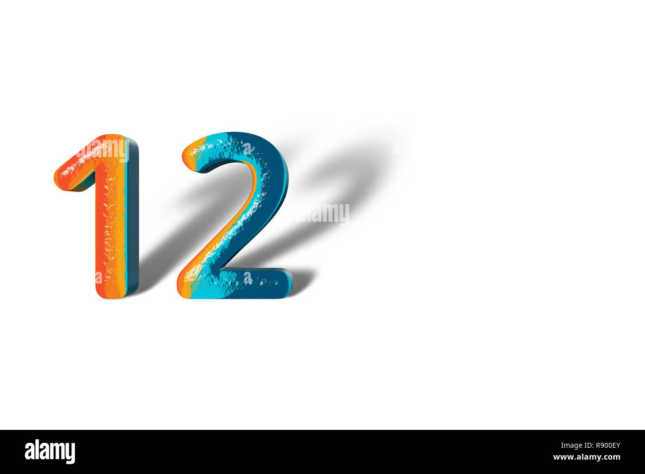3D Number 12 twelve lively colours Stock Photo - Alamy