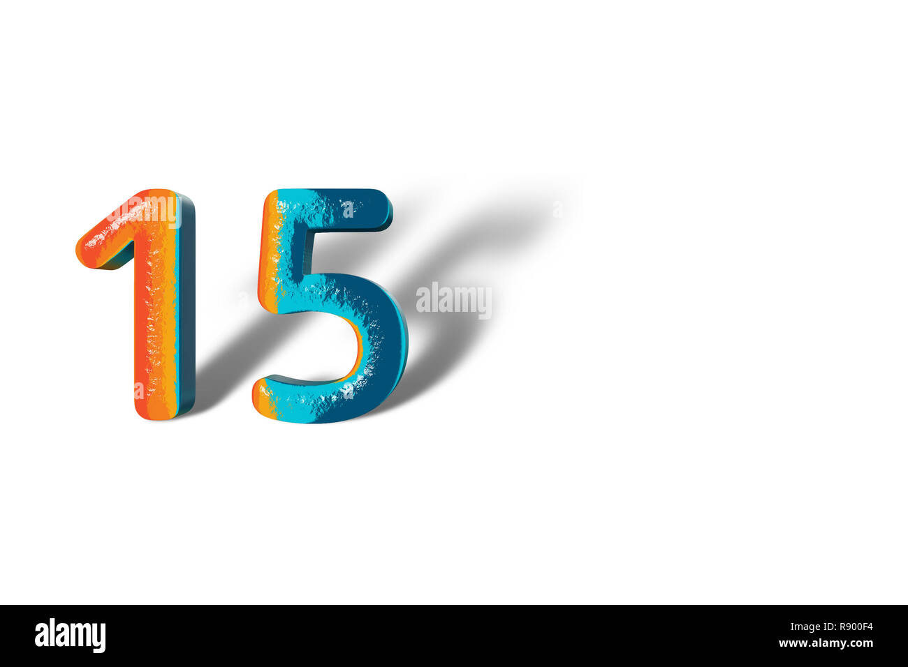 3D Number 15 fifteen lively colours Stock Photo - Alamy