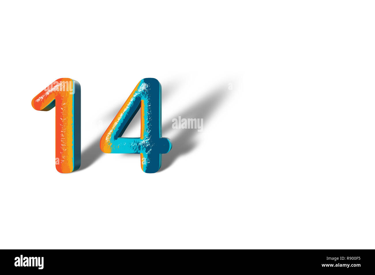 3D Number 14 fourteen lively colours Stock Photo - Alamy