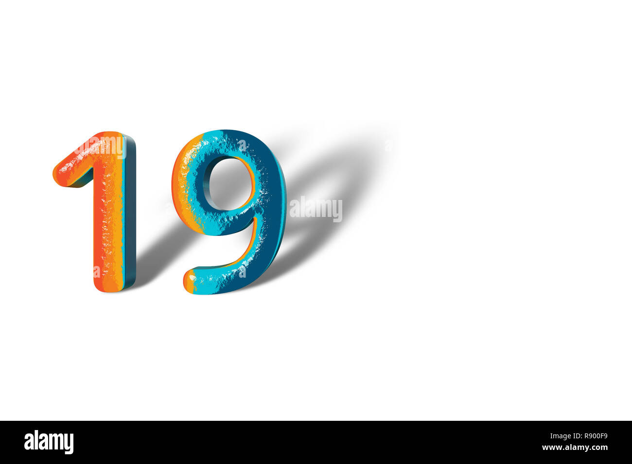 3D Number 19 nineteen lively colours Stock Photo - Alamy