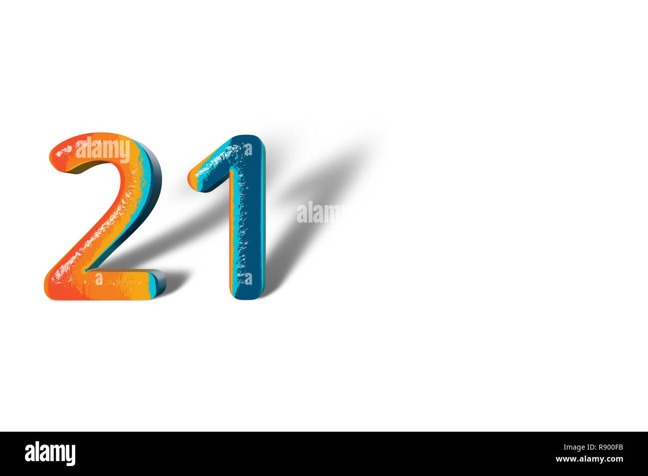3D Number 21 twenty one lively colours Stock Photo - Alamy