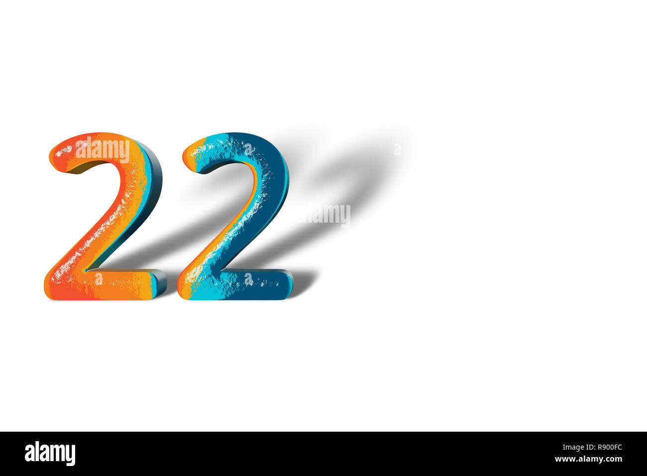 3D Number 22 twenty two lively colours Stock Photo - Alamy